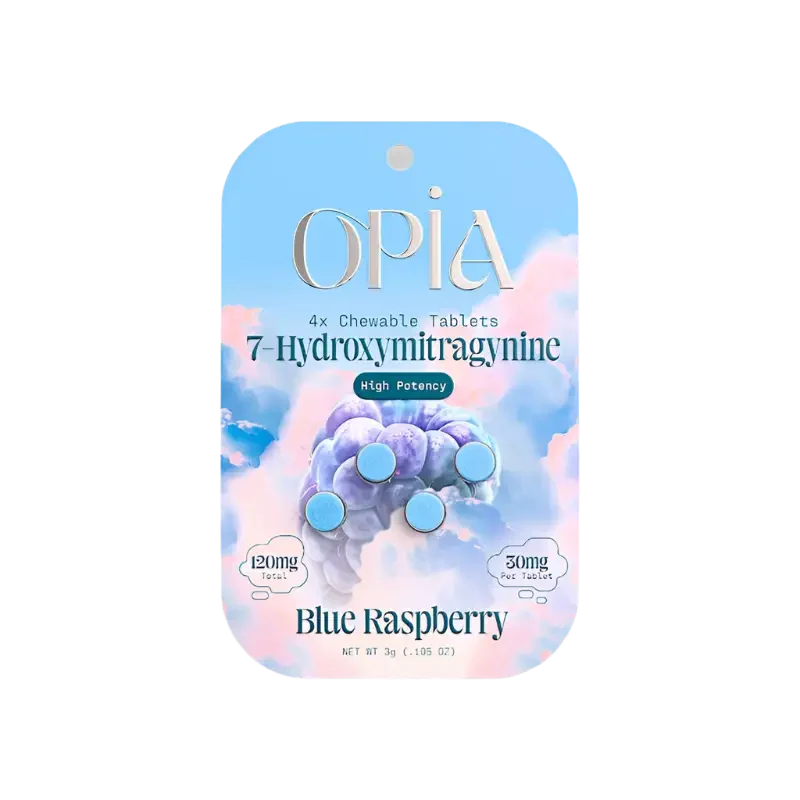 Opia 4ct 7OH Chewable Tabs Blue Raspberry 30mg per Tablet | 7OH+