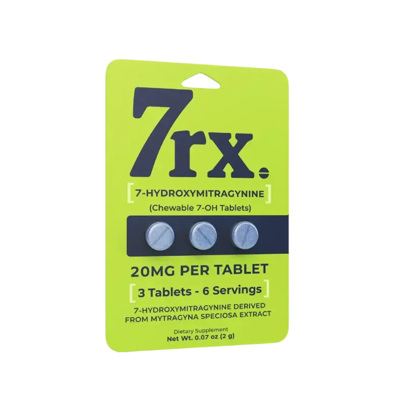 7rx 3ct Chewable Tabs 20mg Kratom for Pain Relief