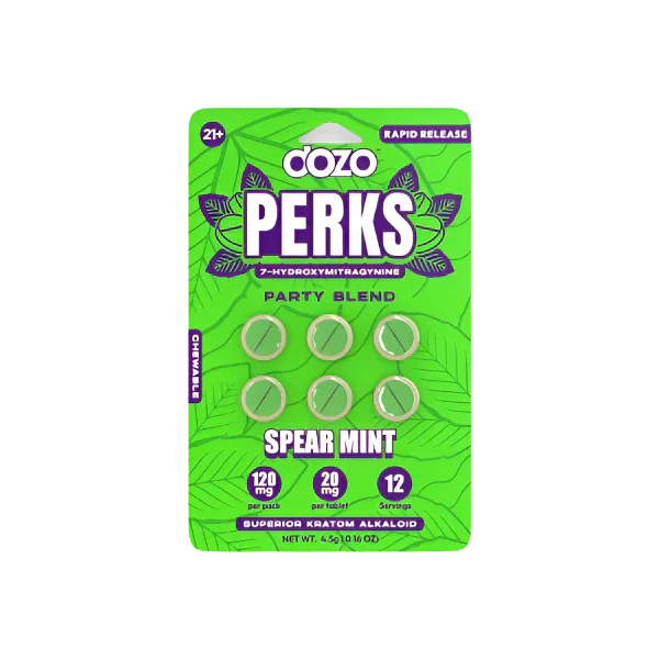 Dozo Perks 6ct 7OH Chewable Tabs SpearMint 20mg per Tablet – Seven Tech
